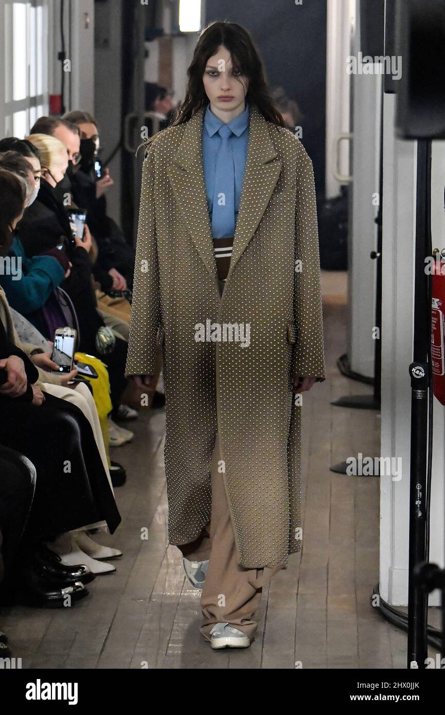 Model Clara Denison walks on the runway at the Rokh fashion show during ...