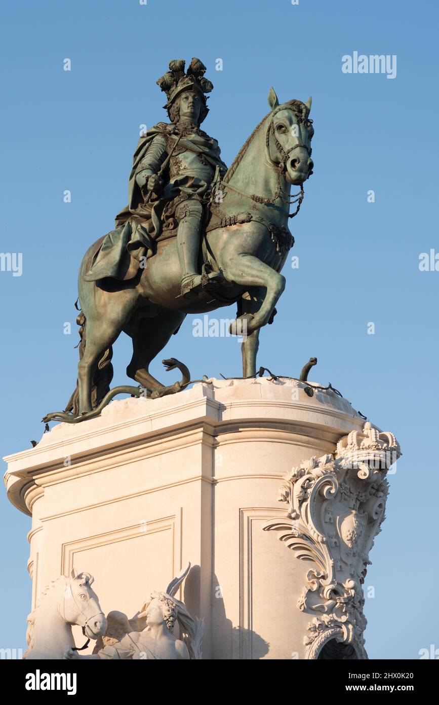 Statue of King Jose I in Commerce Square, Lisbon, Portugal Stock Photo ...