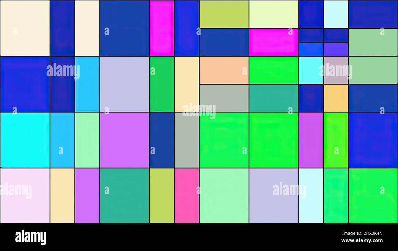 Colorful rectangles mondrian style art illustration Stock Photo - Alamy