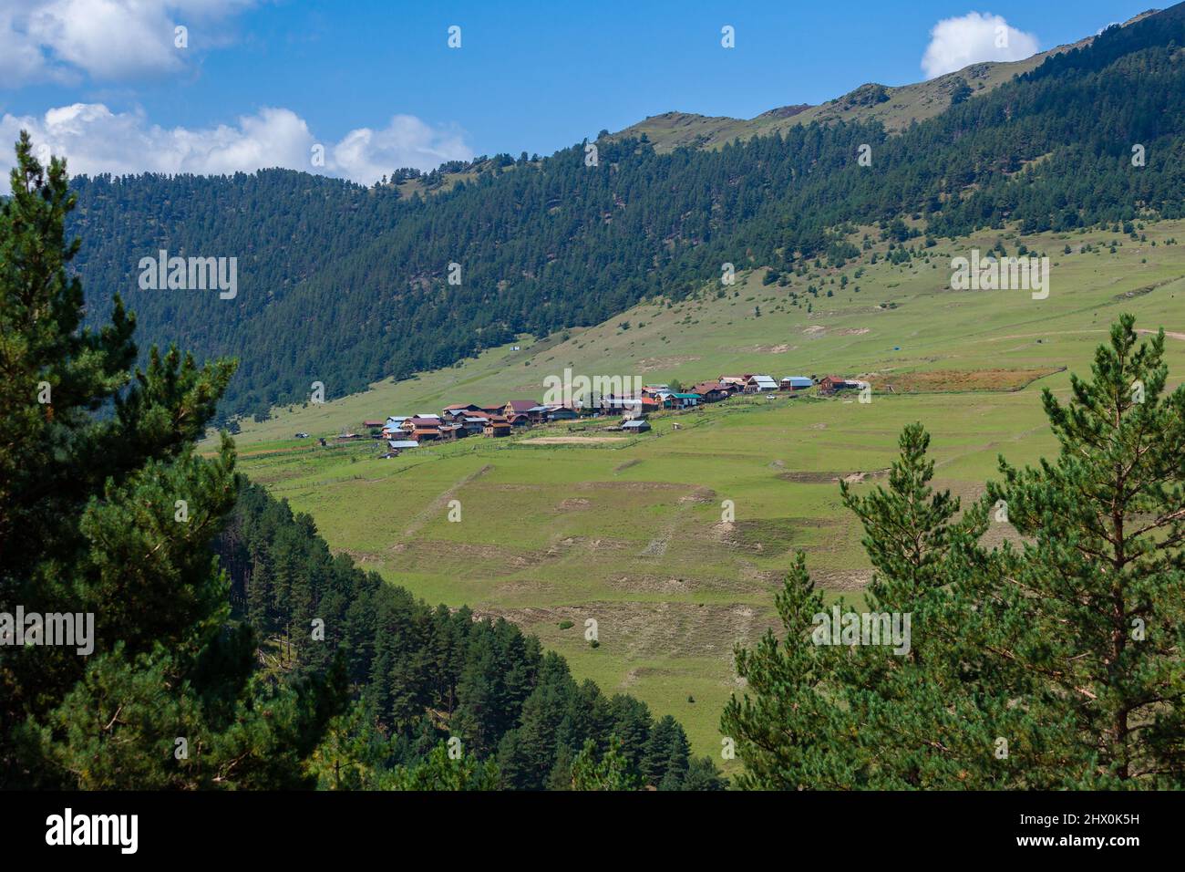View of the remote Tusheti village of Diklo, Georgia Stock Photo - Alamy