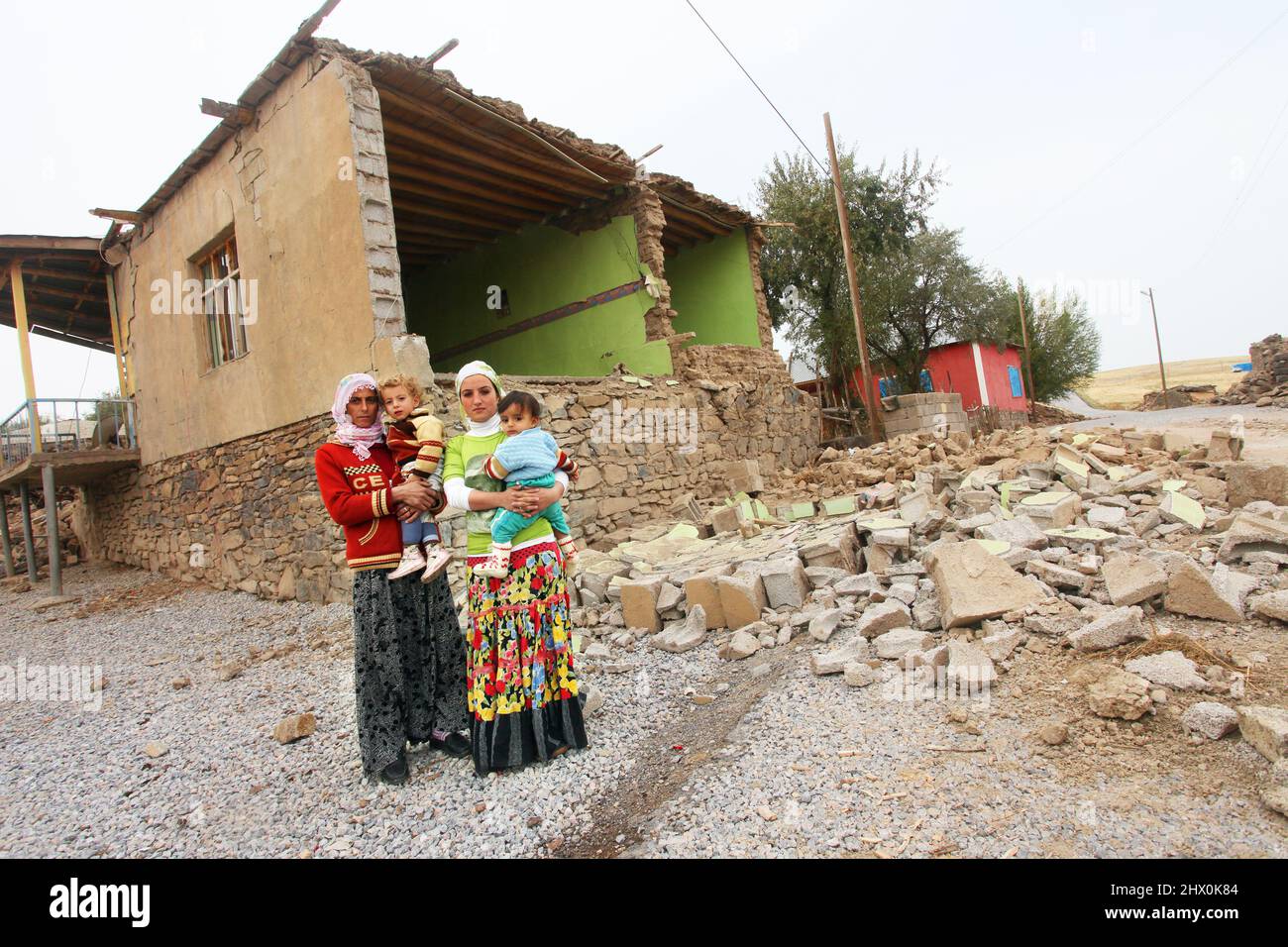 VAN, TURKEY - OCTOBER 25: Earthquake victims women in front of the ...
