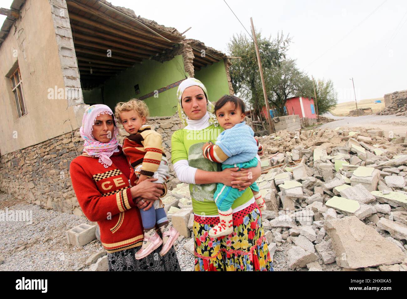 VAN, TURKEY - OCTOBER 25: Earthquake victims women in front of the ...