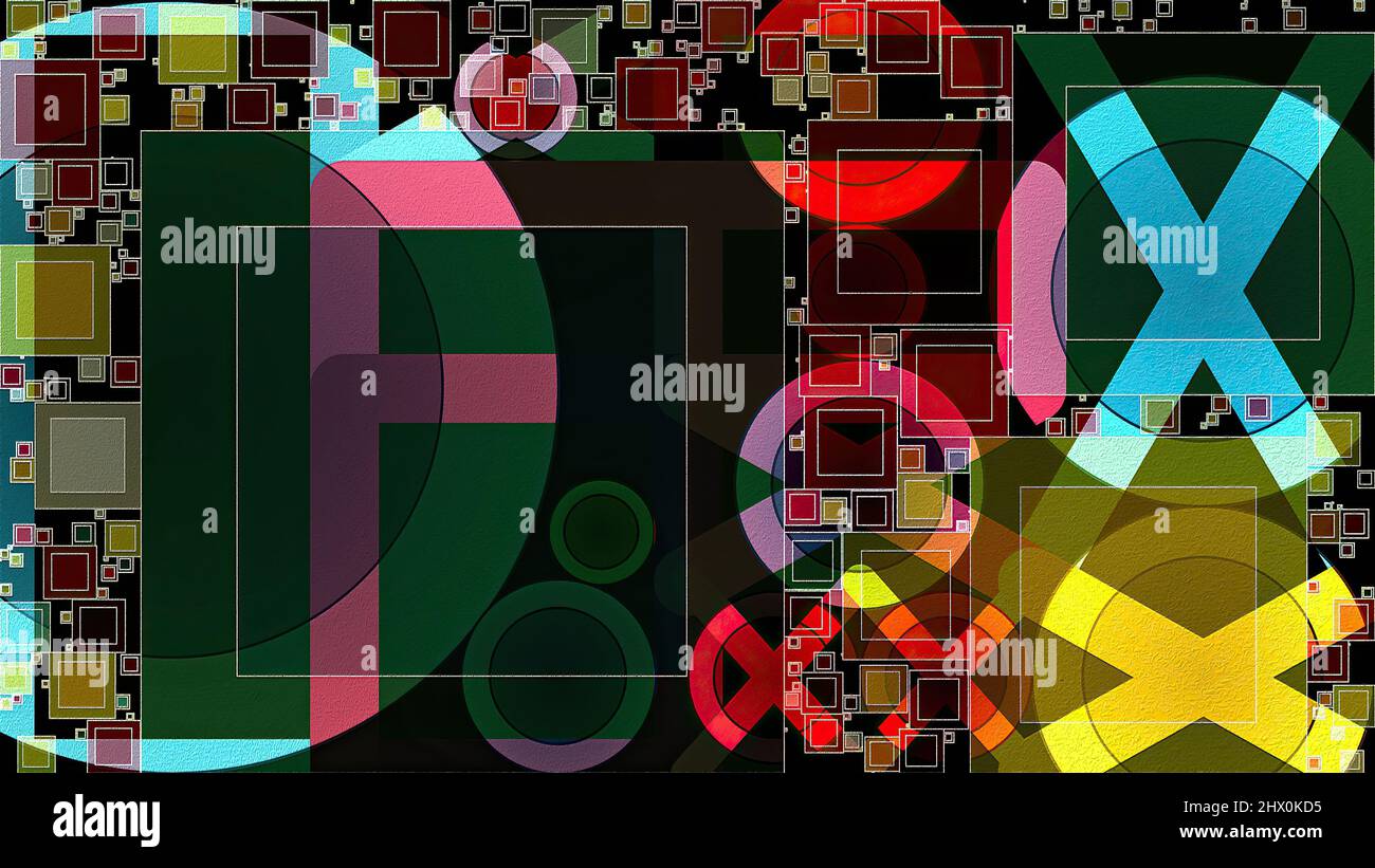 Artwork of abstract composition made with geometrical shapes and ...