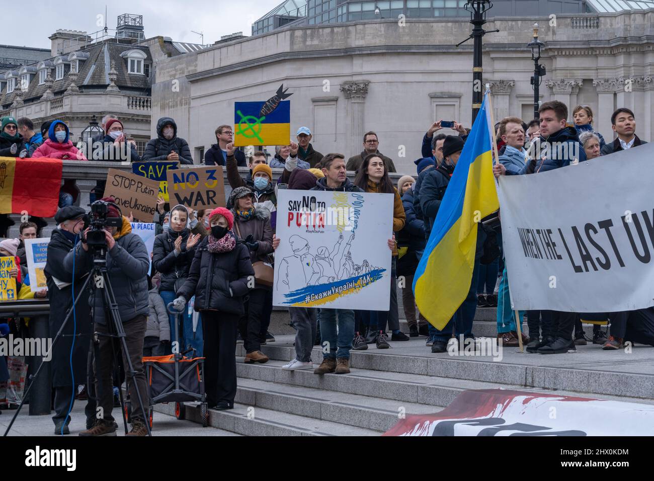 Protesters have once again gathered in Trafalgar Square with placards ...