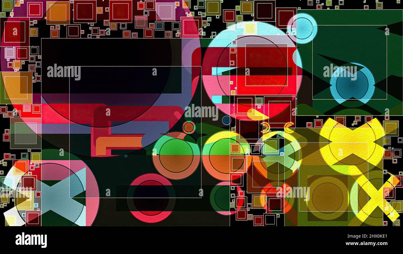 Artwork of abstract composition made with geometrical shapes and ...