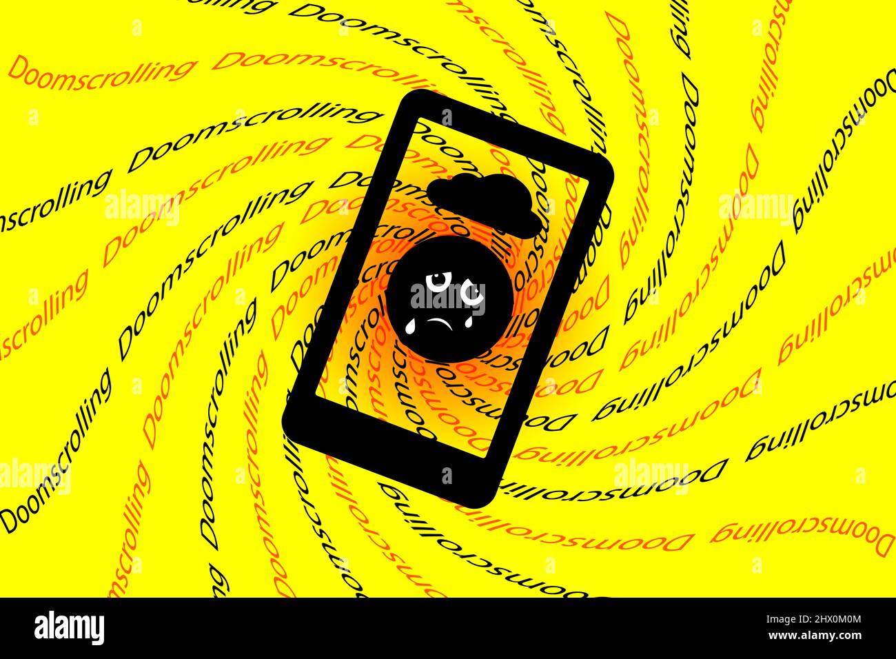 Doomscrolling or doom surfing concept illustration, continuing to ...