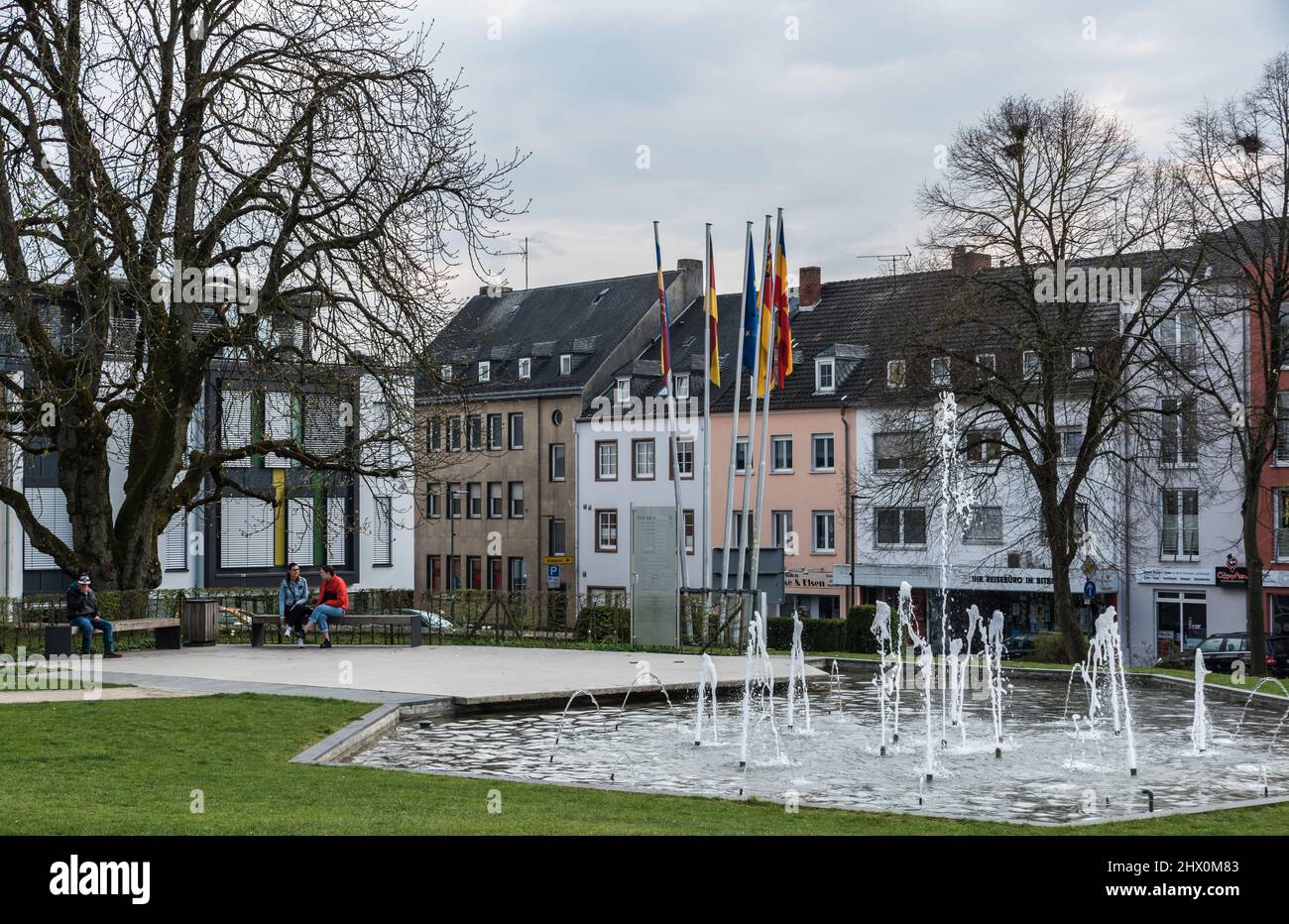 Bitburg, Rhineland-Palatinate - Germany -04 08 201: Old market square ...