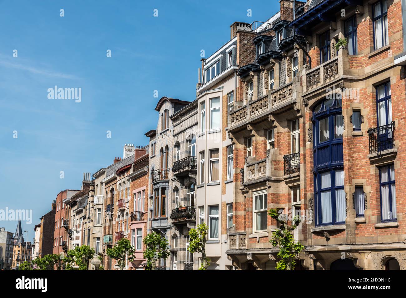 Schaerbeek, Brussels - Belgium - 05 30 2019 - Art nouveau facades ...