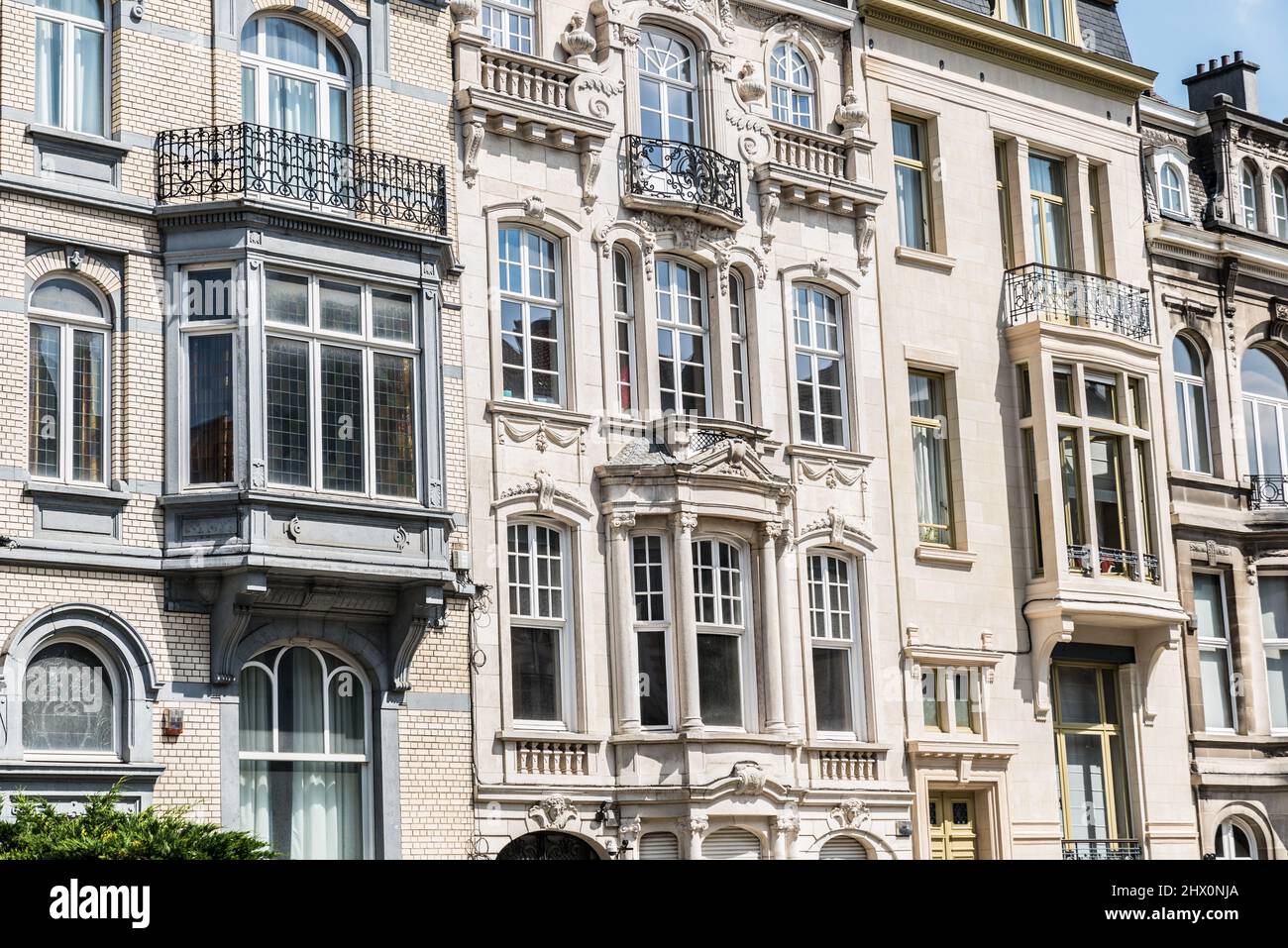 Schaerbeek, Brussels - Belgium - 05 30 2019 - Art nouveau facades ...