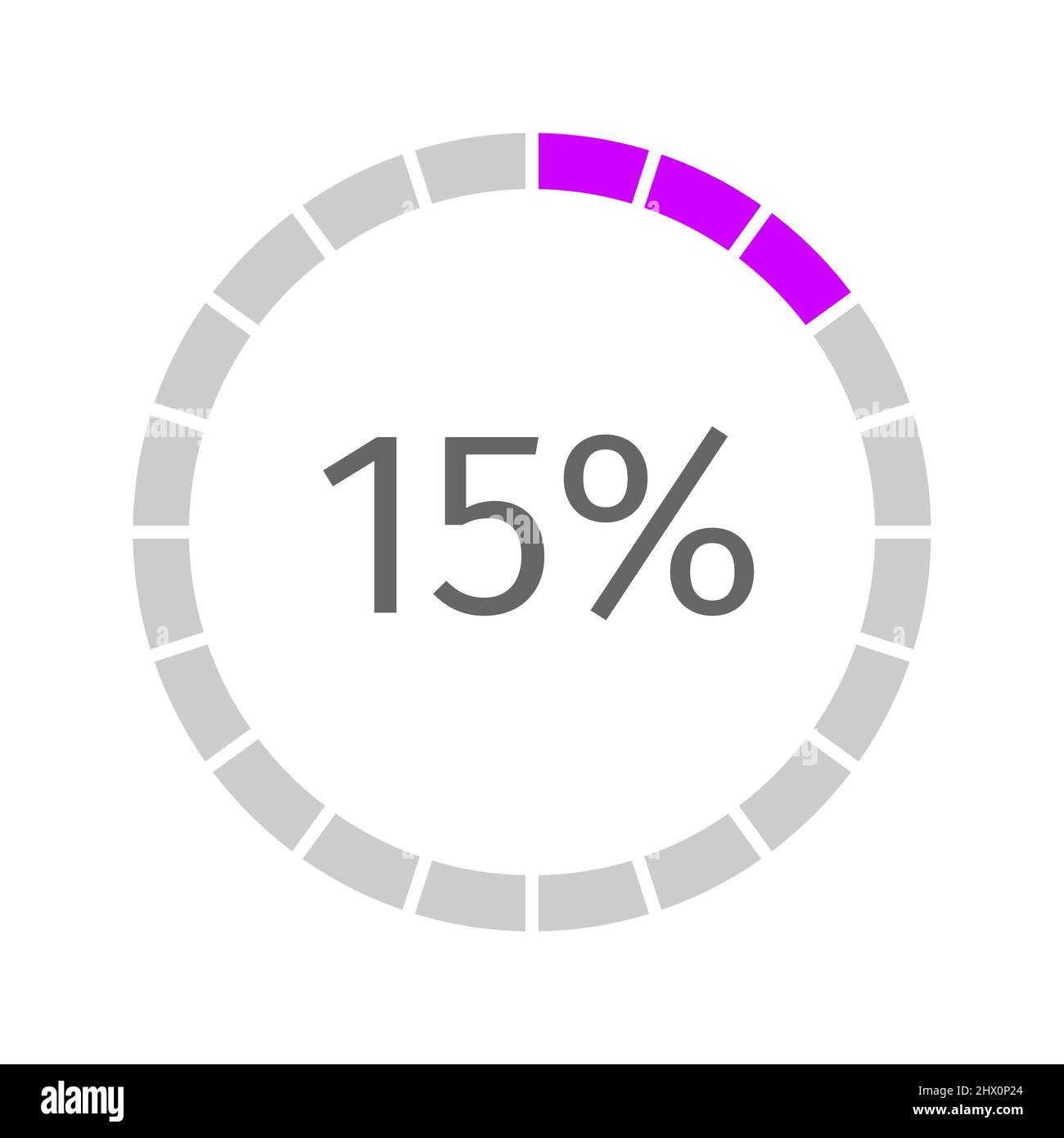 15 percent filled round loading bar divided on segments from 1 to 20 ...