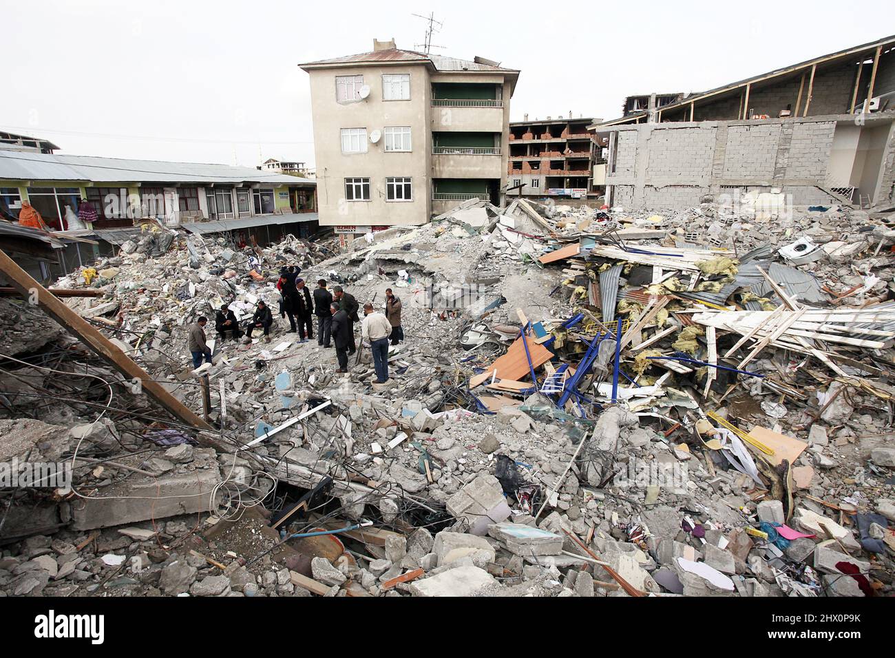 VAN, TURKEY - OCTOBER 25: Buildings destroyed after the earthquake of ...