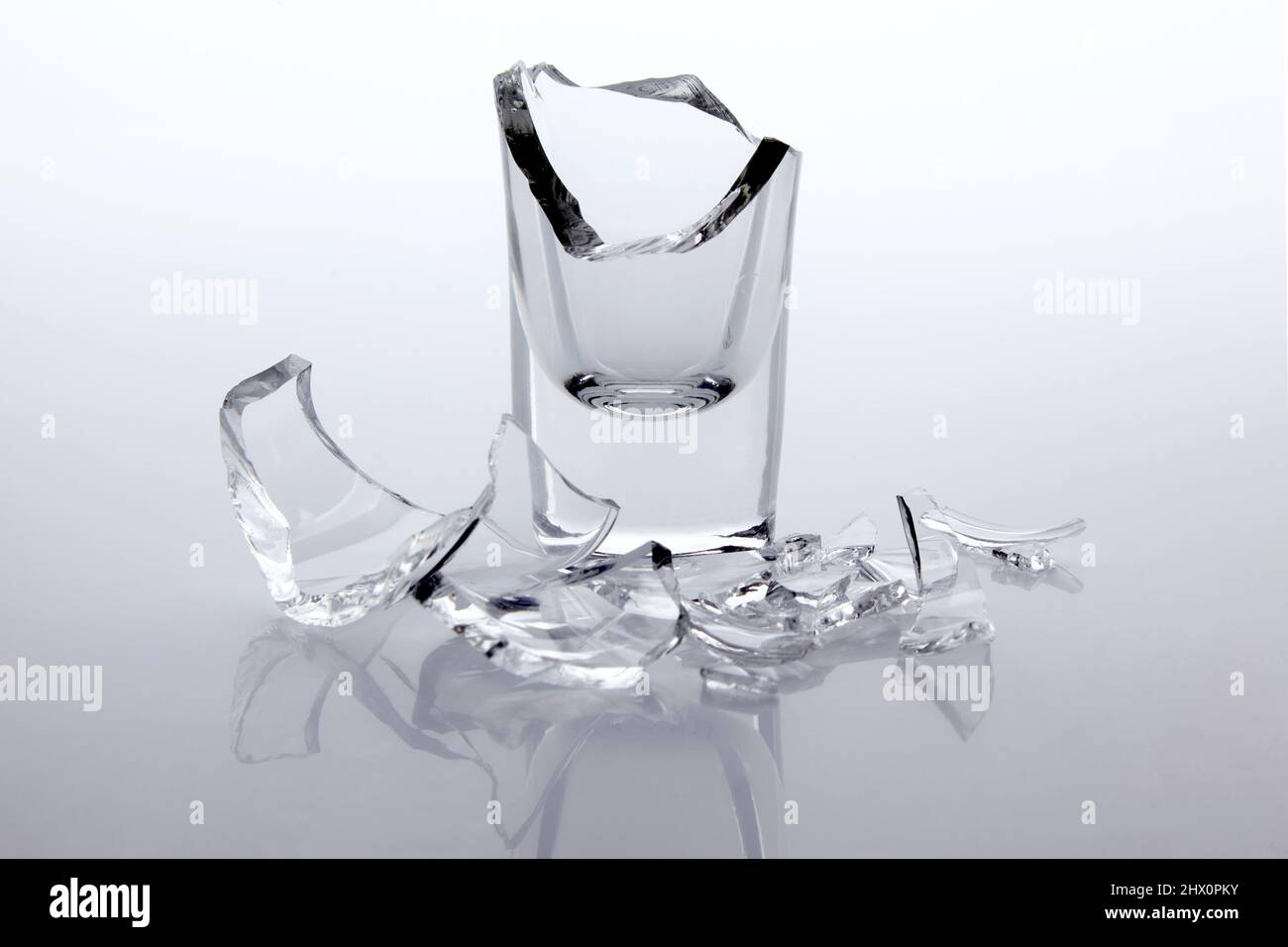 Shards of a broken glass on a white background Stock Photo - Alamy