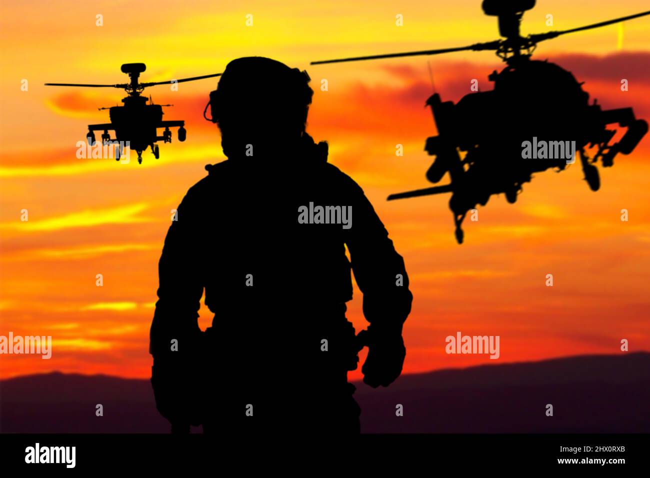 Silhouette of infantry soldier, marine corps fighter, navy special ...