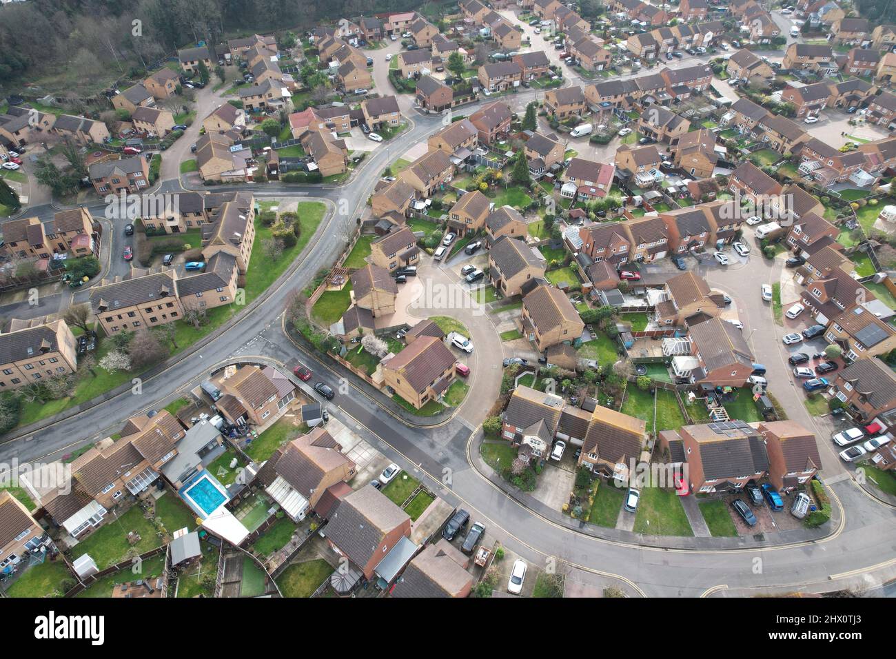 Greenhithe Kent UK drone aerial view Thames in background Stock Photo ...