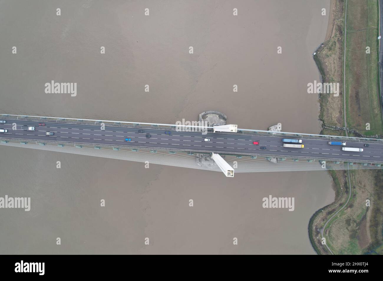 Queen Elizabeth II Bridge UK drone Aerial view top down view Stock ...