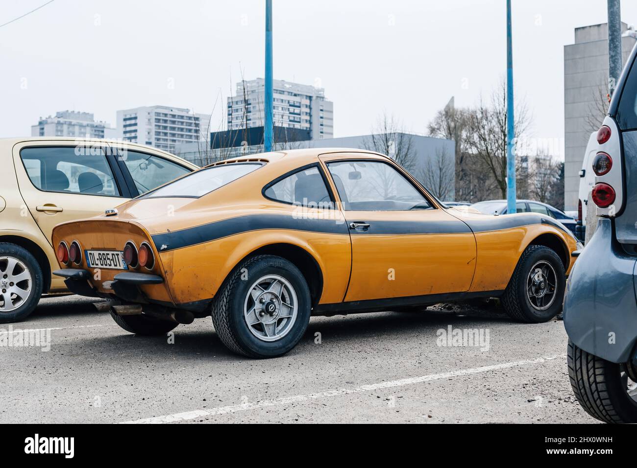 Strasbourg, France - Mar 21, 2015: Rear view of vintage Opel ...