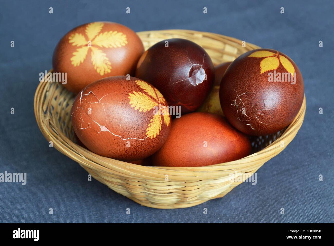 Easter basket full of cracked Easter eggs Stock Photo - Alamy