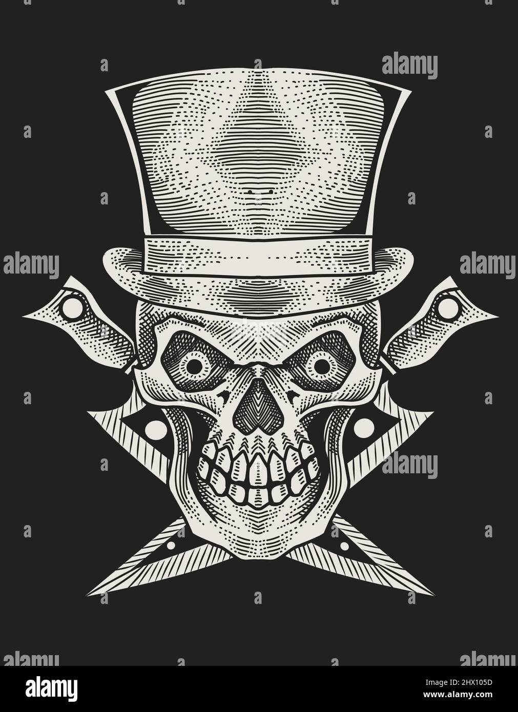 illustration vector skull knife engraving style Stock Vector Image ...