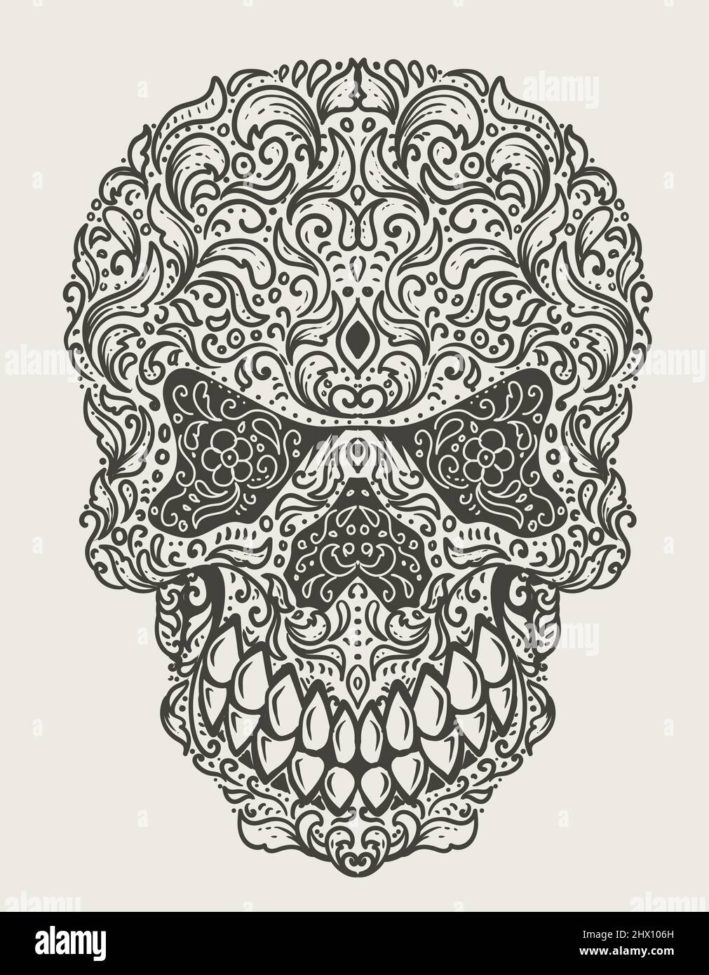 illustration vector skull ornament pattern style Stock Vector Image ...