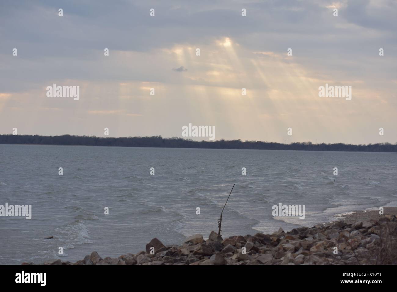 Sun rays over Cooper lake state park Stock Photo - Alamy