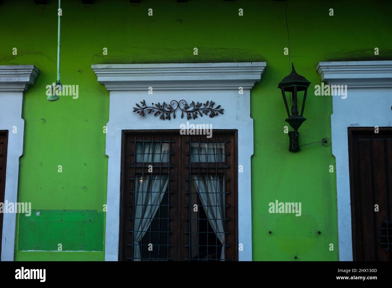 Window and green wall of a house in Old San Juan, Puerto Rico Stock ...