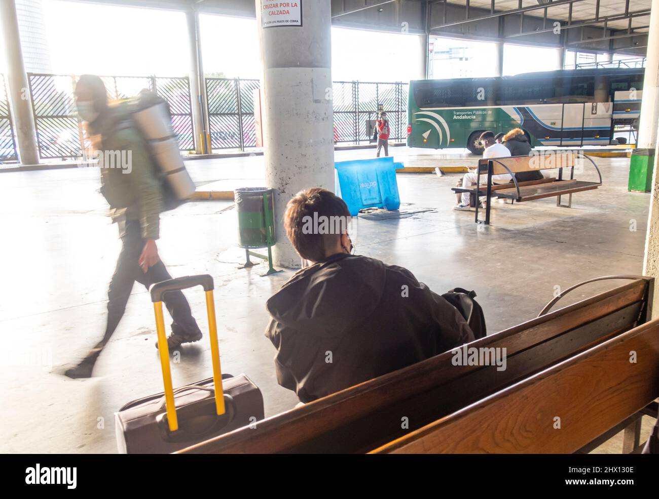 Seville bus station at the departures terminal hi-res stock photography ...