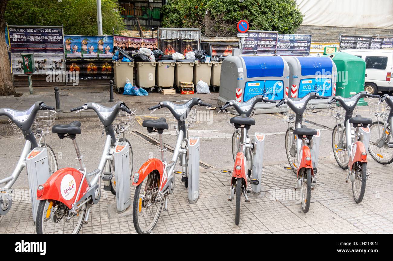 Sevici bicycles, shared service offered for public at the rake opposite ...