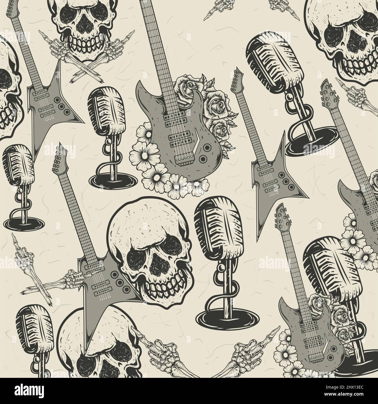 Vintage rock star skull Stock Vector Images - Alamy
