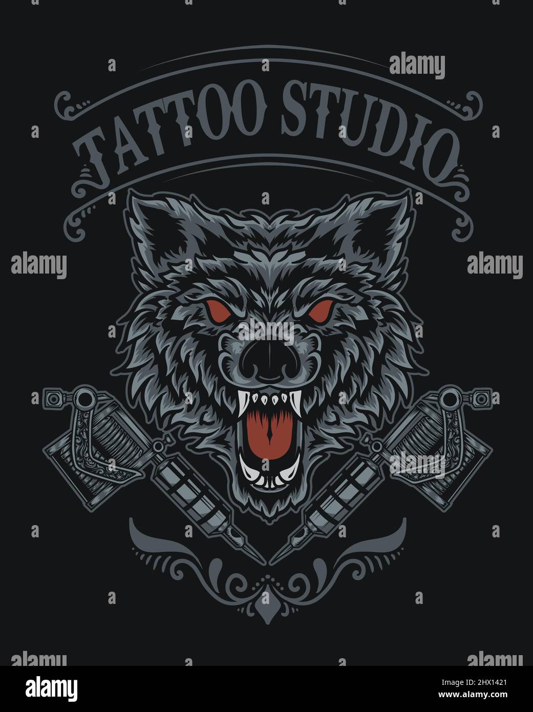 Traditional Wolf Face Tattoo