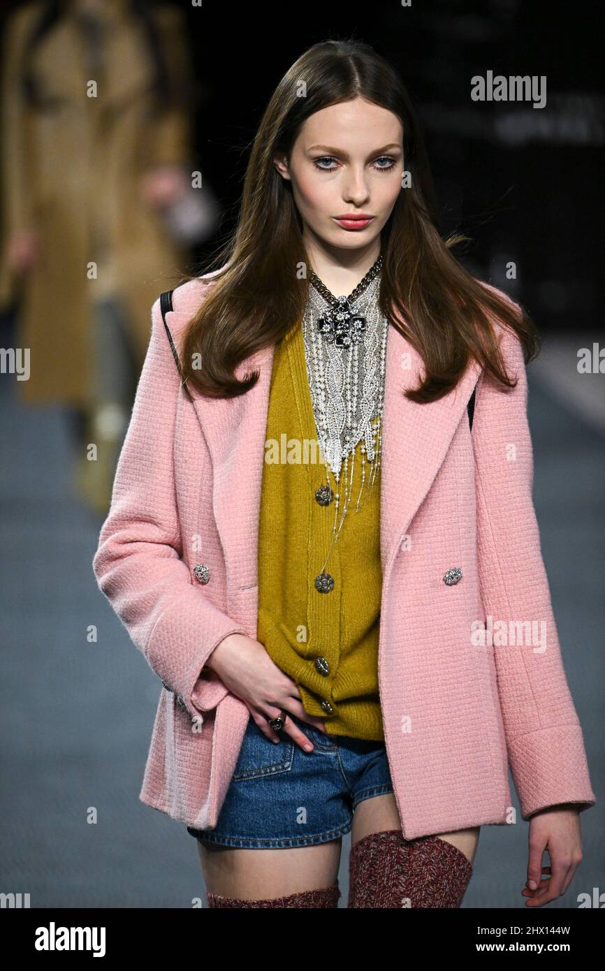 Paris, France, March 8, 2022, Model Clara Denison walks on the runway ...