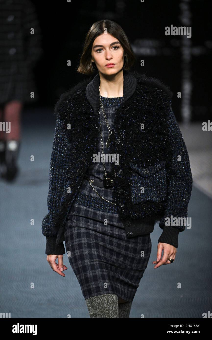 Paris, France, March 8, 2022, A model walks on the runway at the Chanel fashion show during Fall ...