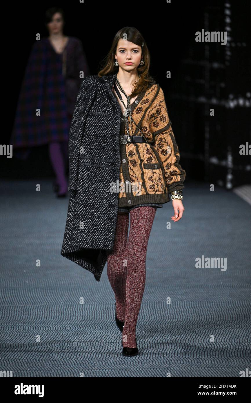 Paris, France, March 8, 2022, A model walks on the runway at the Chanel fashion show during Fall ...