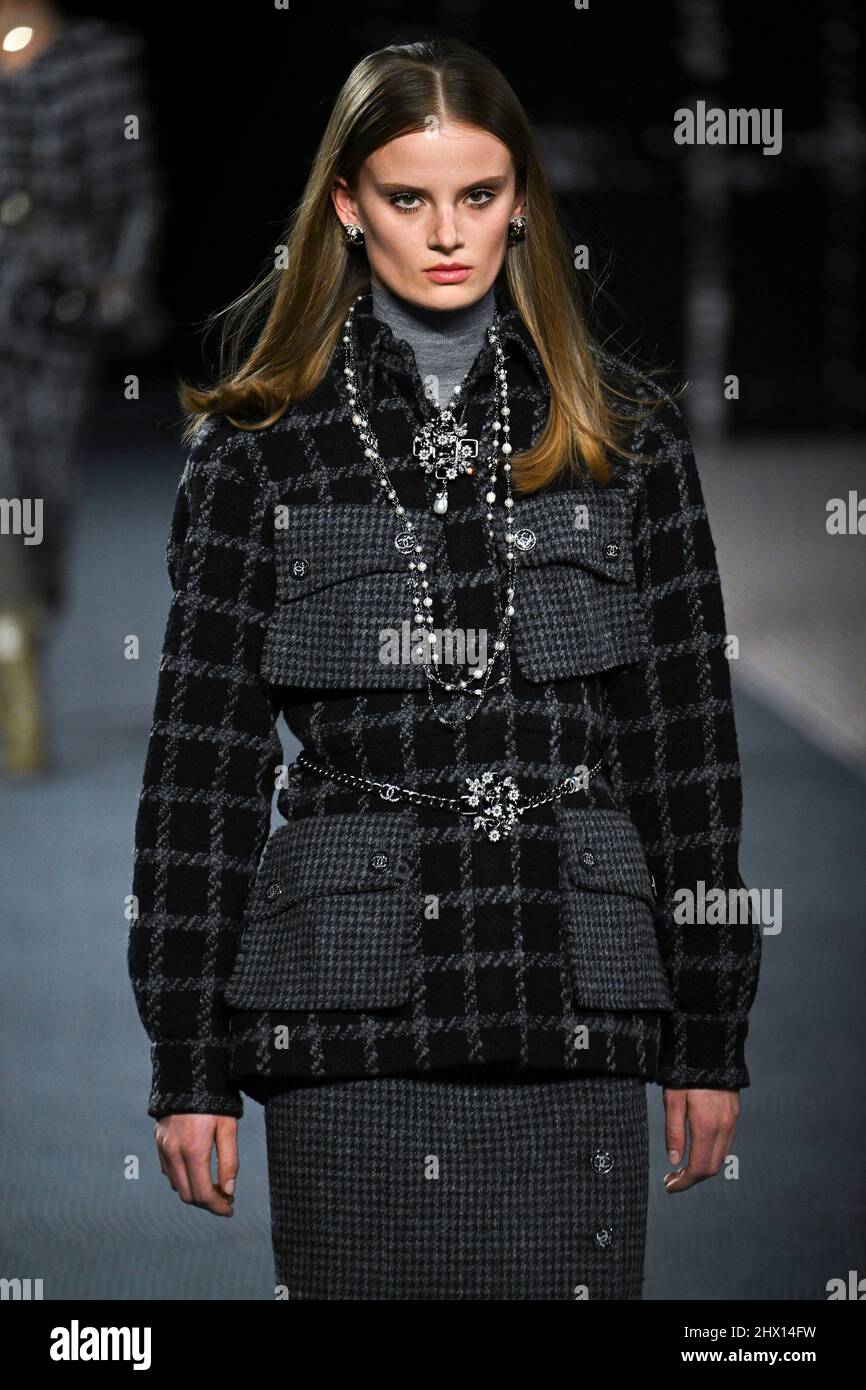 Paris, France, March 8, 2022, A model walks on the runway at the Chanel fashion show during Fall ...