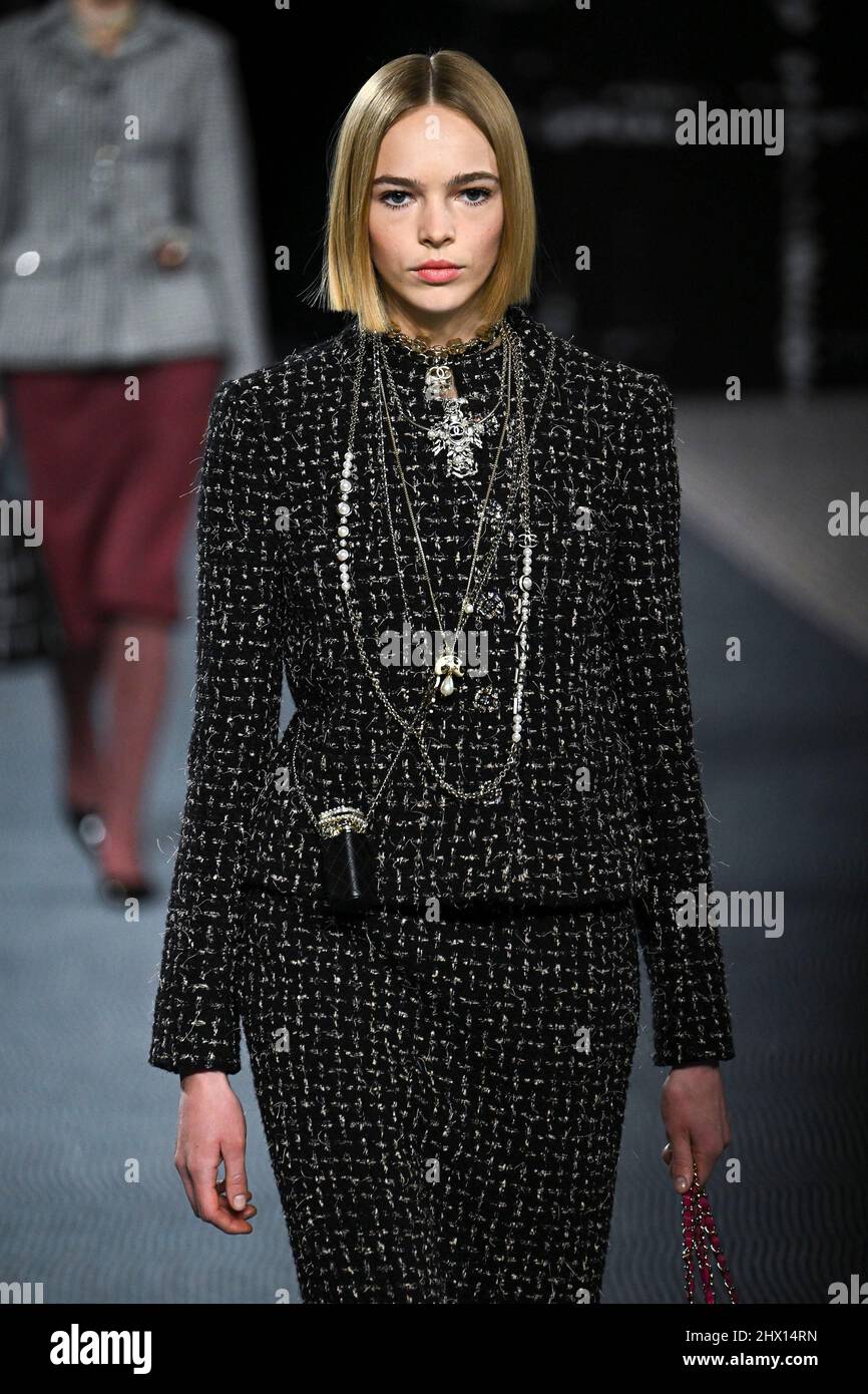 Paris, France. 08th Mar, 2022. Model Puck Schrover walks on the runway ...