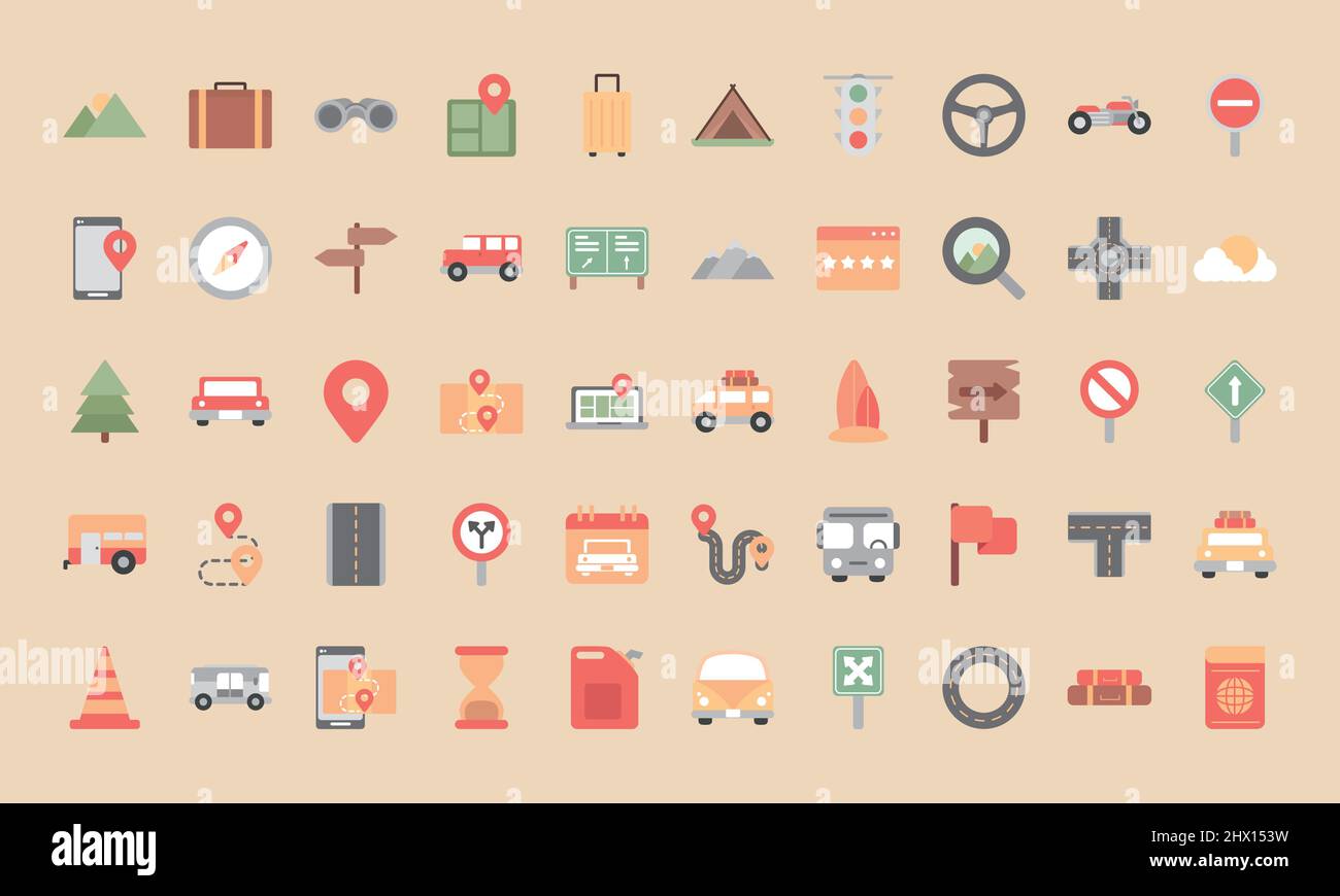 road trip icons Stock Vector Image & Art - Alamy
