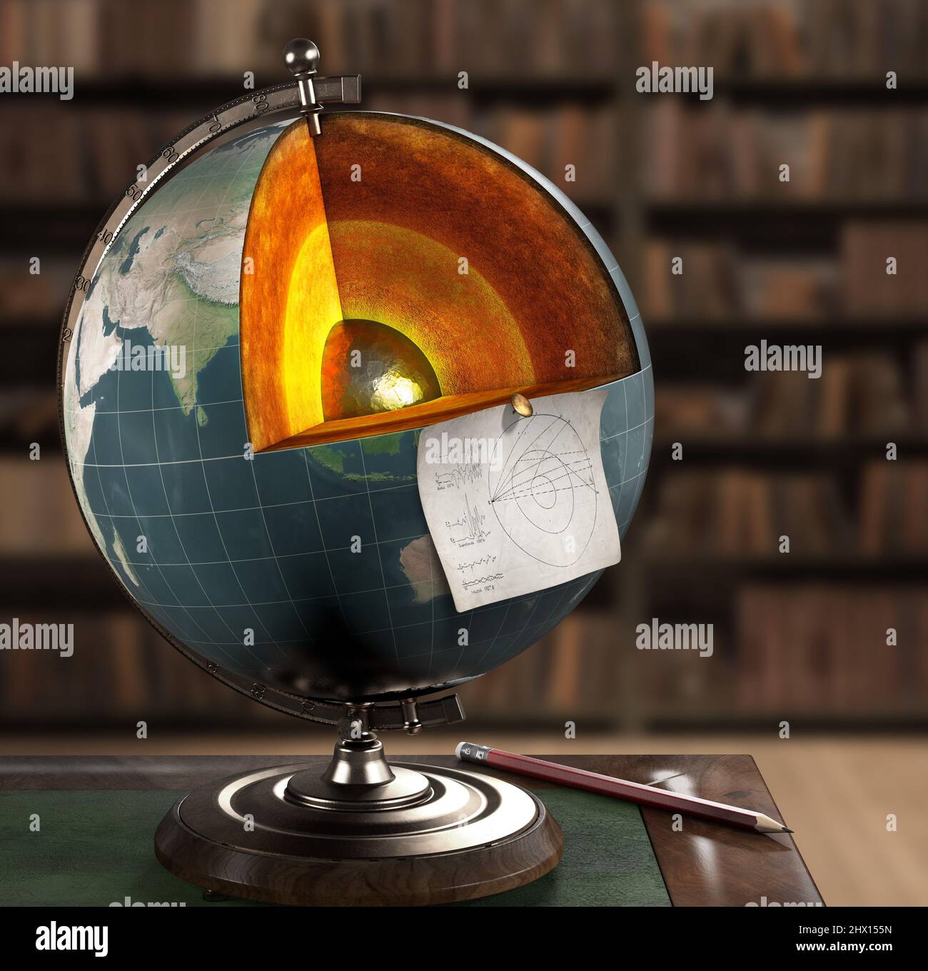 Globe showing the Earth's internal structure, illustration Stock Photo ...