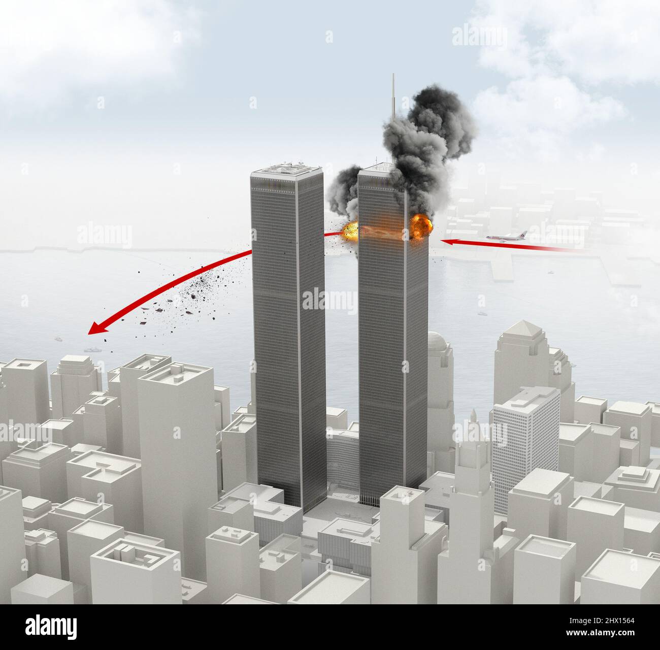 September 11 Twin Towers attacks, illustration Stock Photo - Alamy
