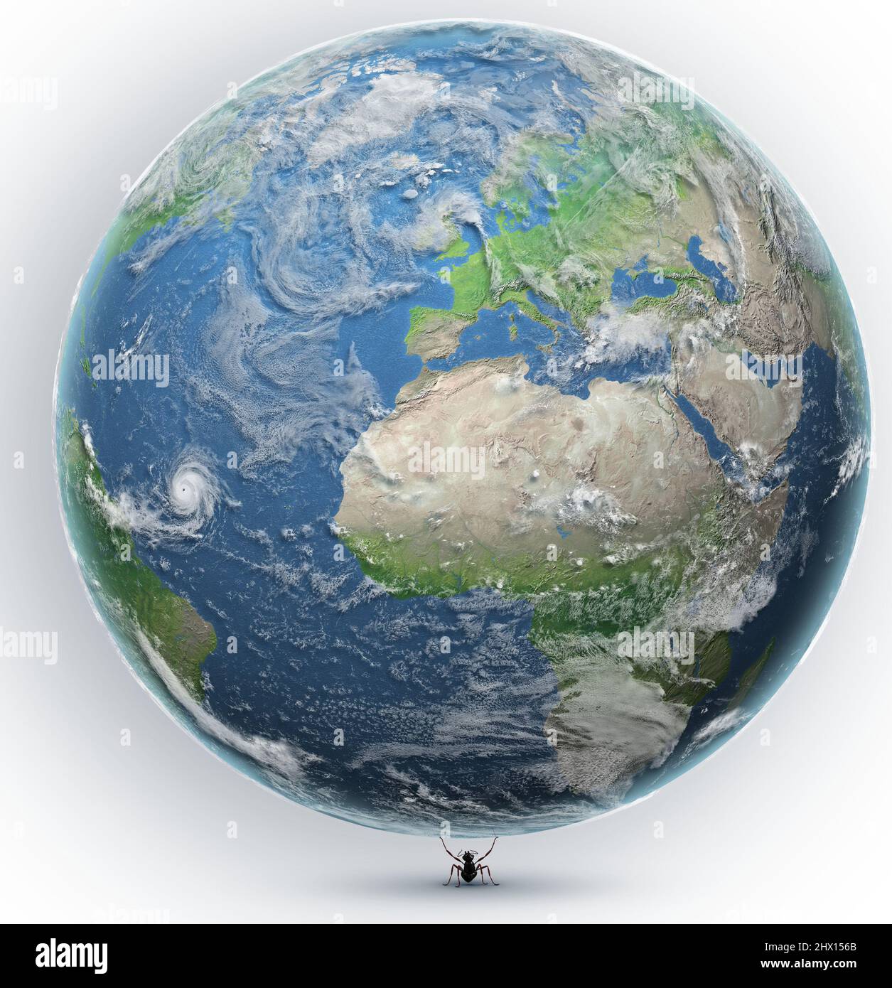Ant lifting the Earth, illustration Stock Photo - Alamy
