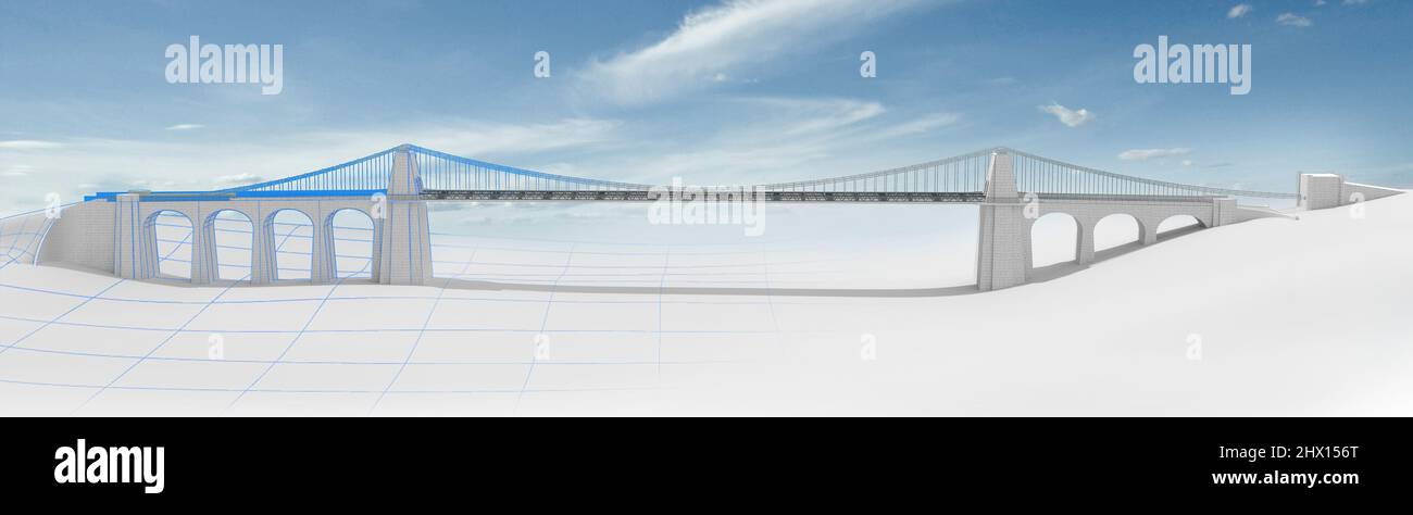 Menai Suspension Bridge, illustration Stock Photo - Alamy