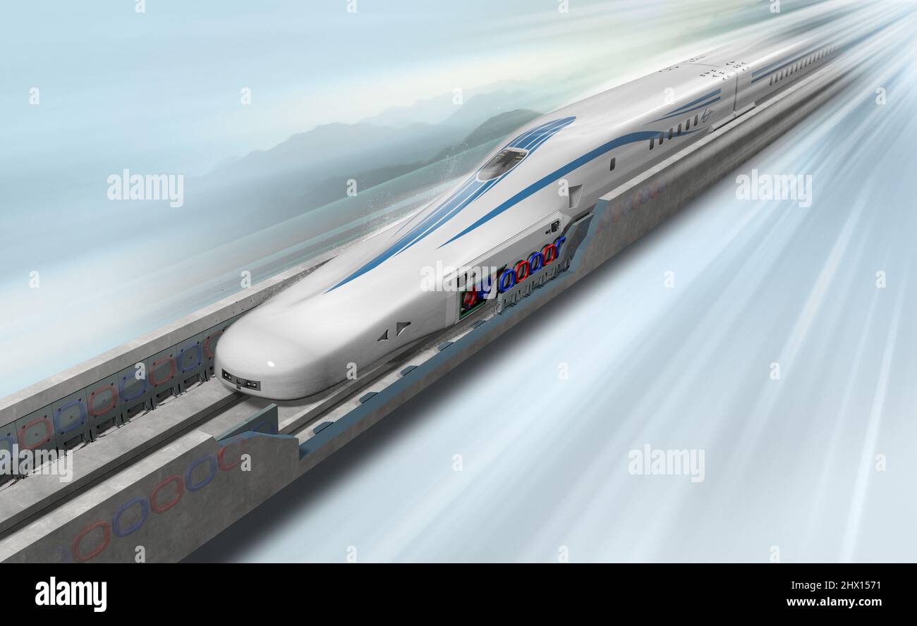 Superconducting Maglev train, illustration Stock Photo - Alamy