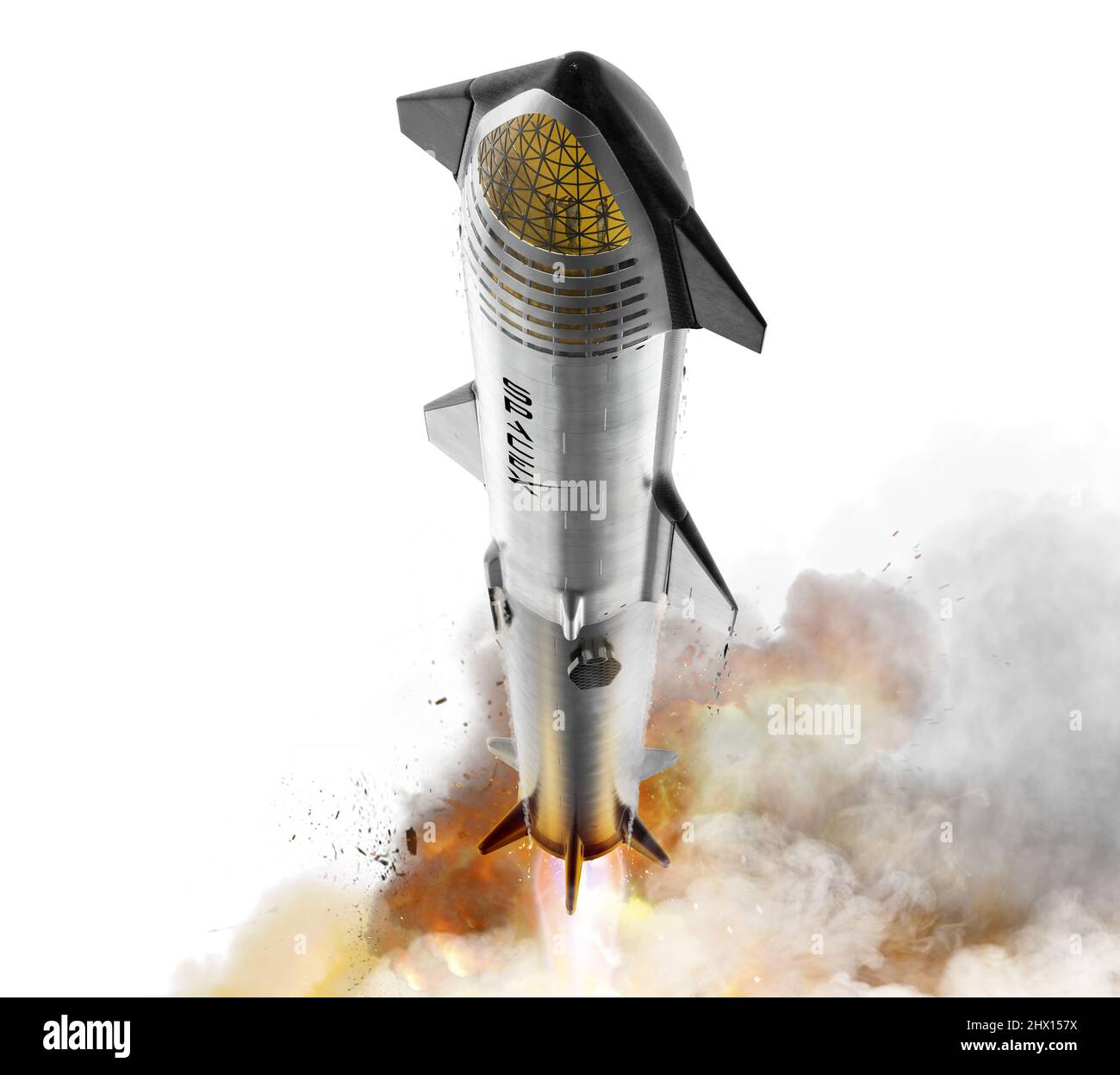 SpaceX Starship launch, illustration Stock Photo - Alamy
