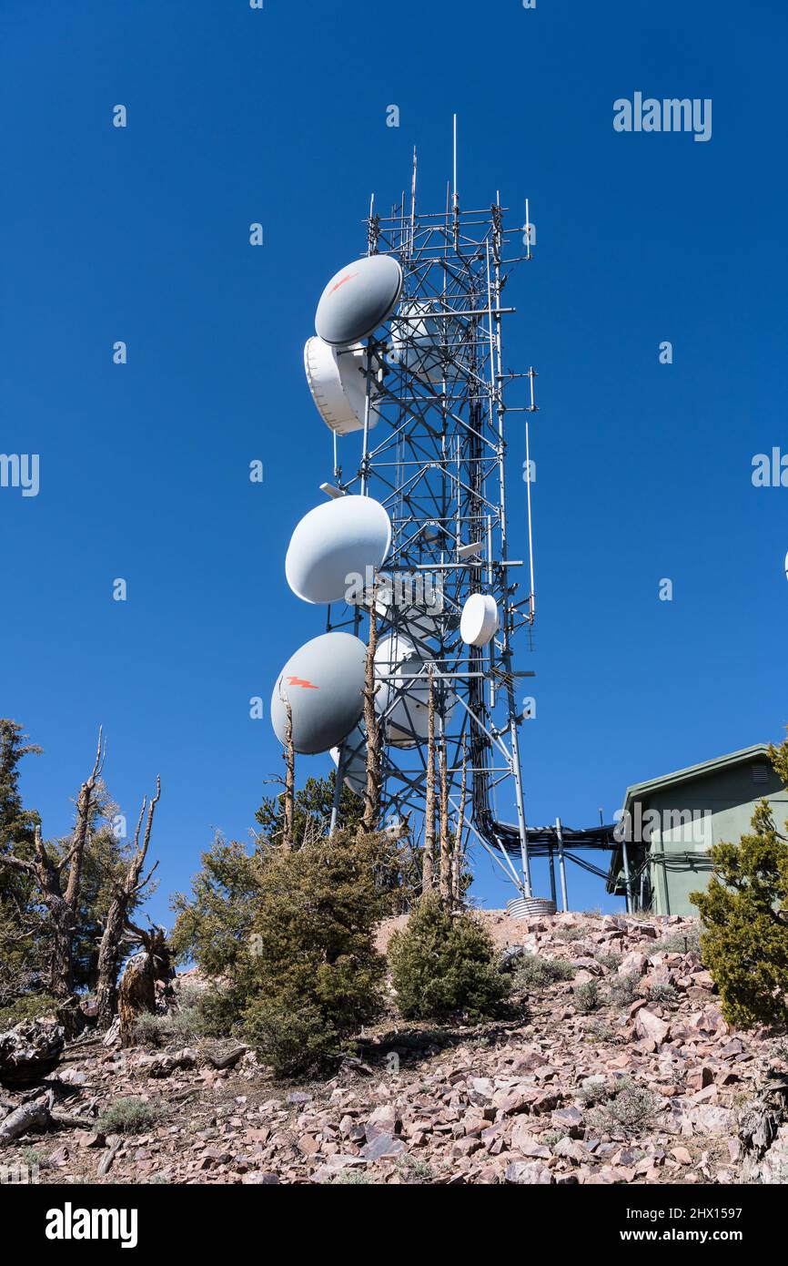 Telecommunications masts on a mountain in Utah, USA Stock Photo - Alamy