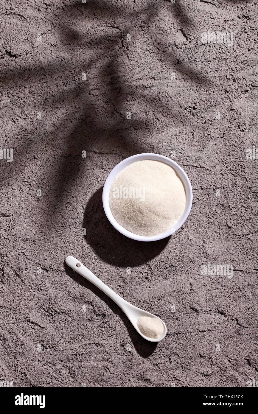 Organic gelatin powder also called hydrolyzed collagen Stock Photo - Alamy