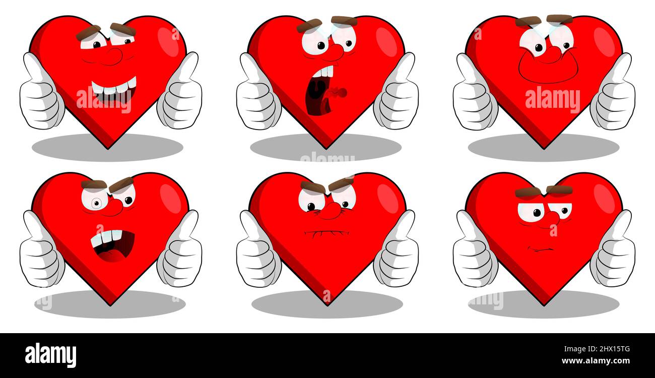 Heart Shape with making thumbs up sign with two hands as a cartoon ...