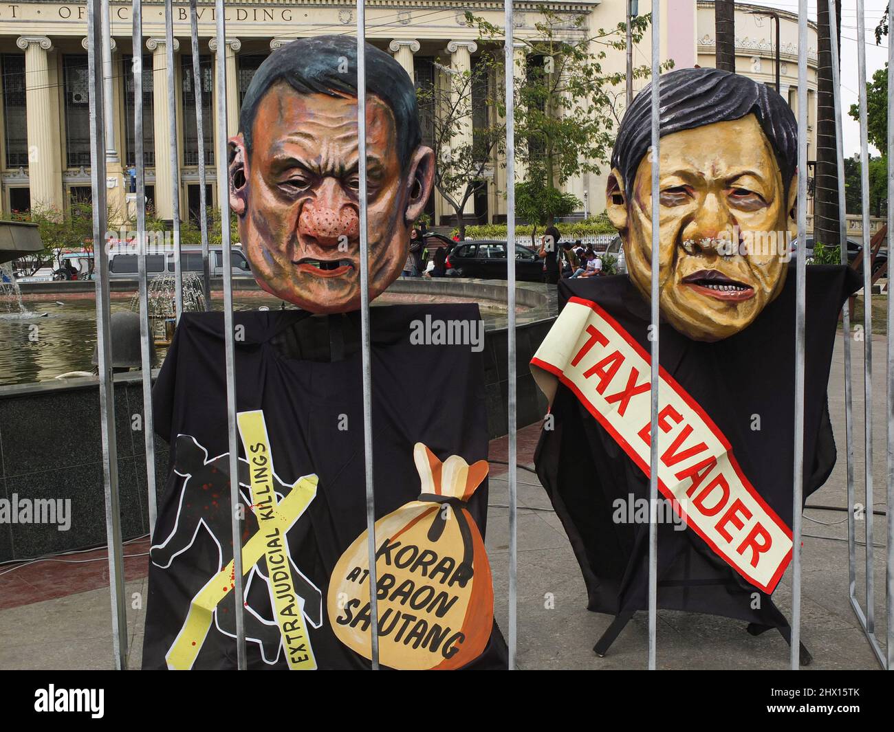Paper-mache replicas of President Rodrigo Duterte and Presidential ...