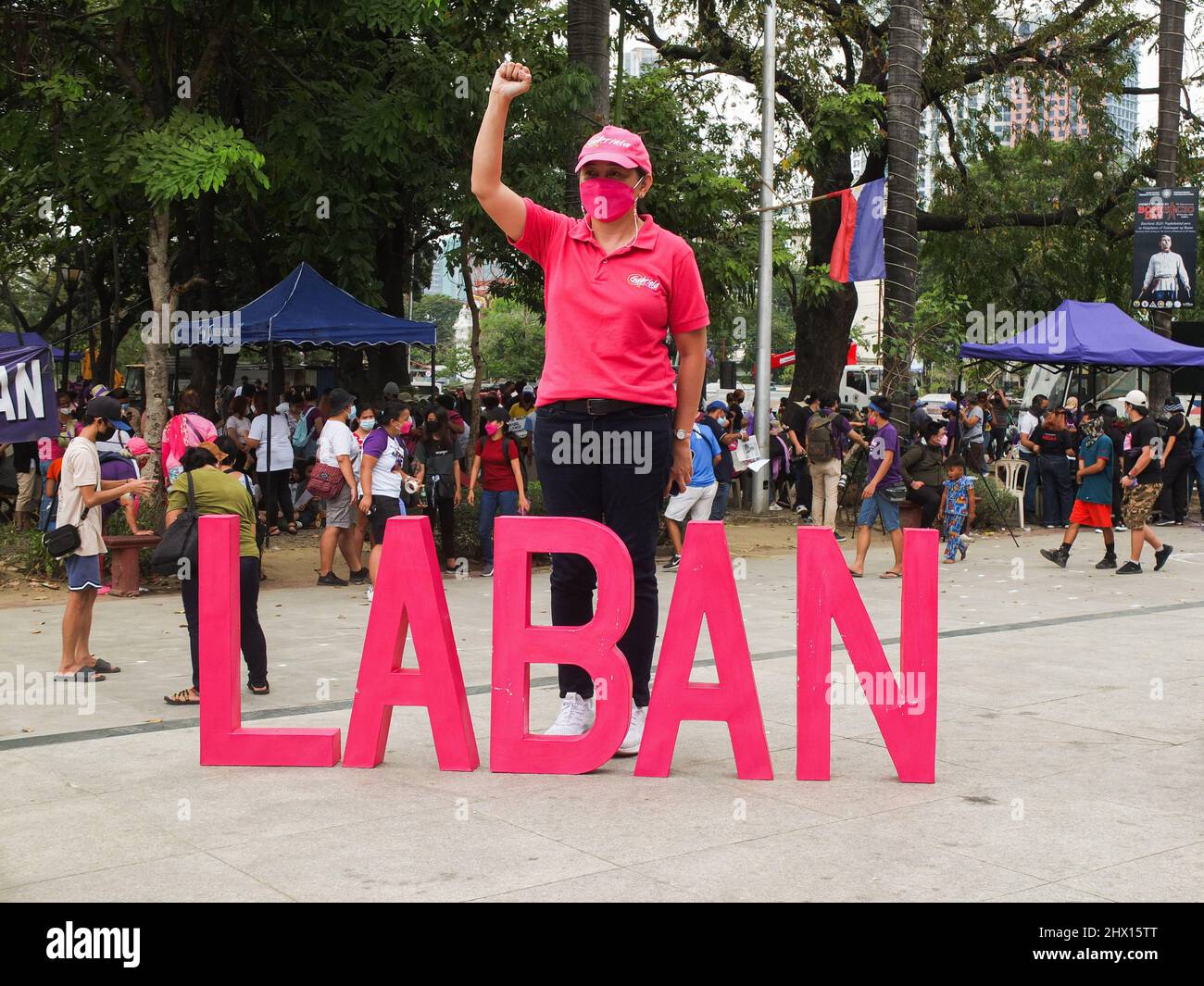 Gabriela women's partylist Representative, Arlene Brosas raises a fist ...