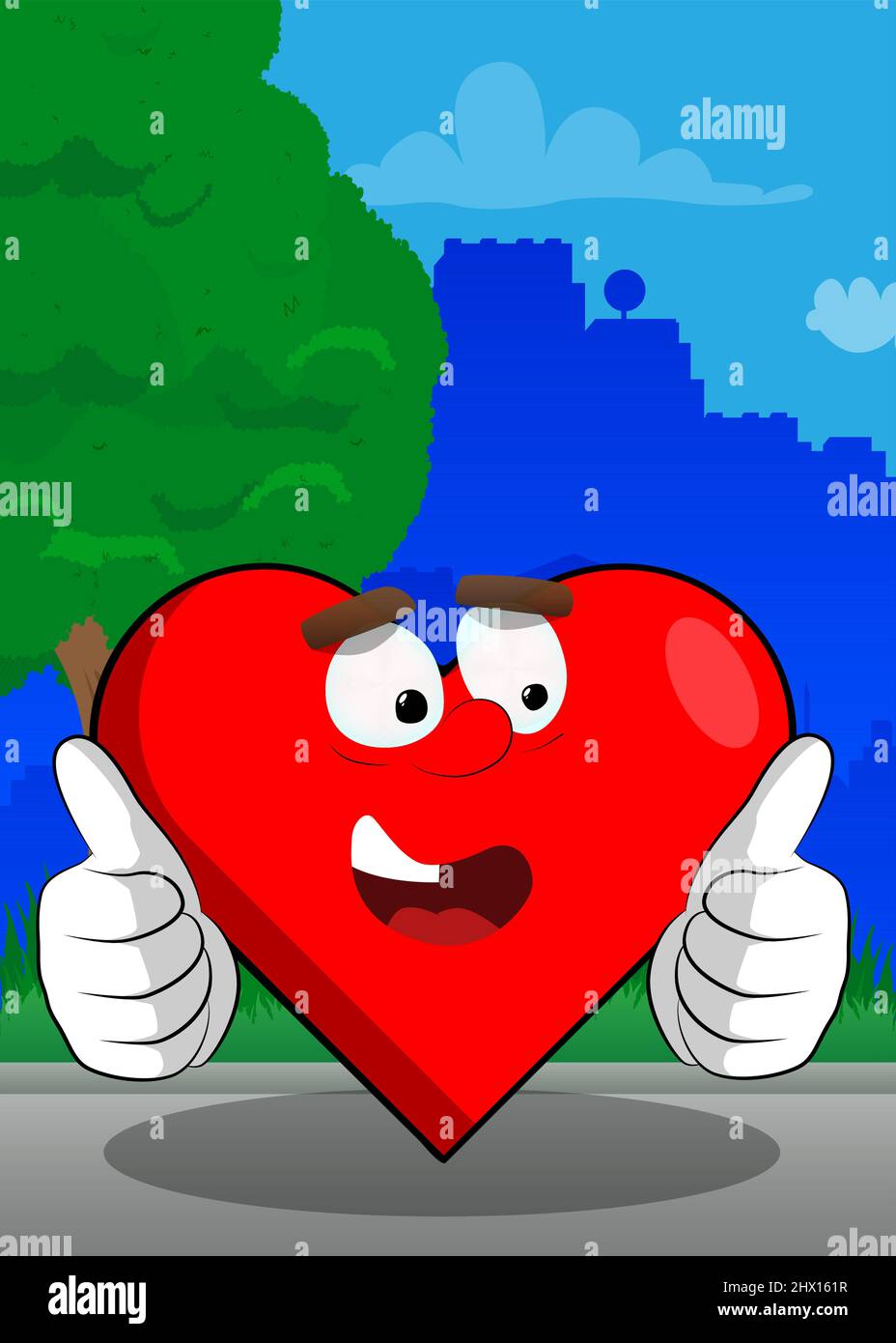 Heart Shape with making thumbs up sign with two hands as a cartoon ...