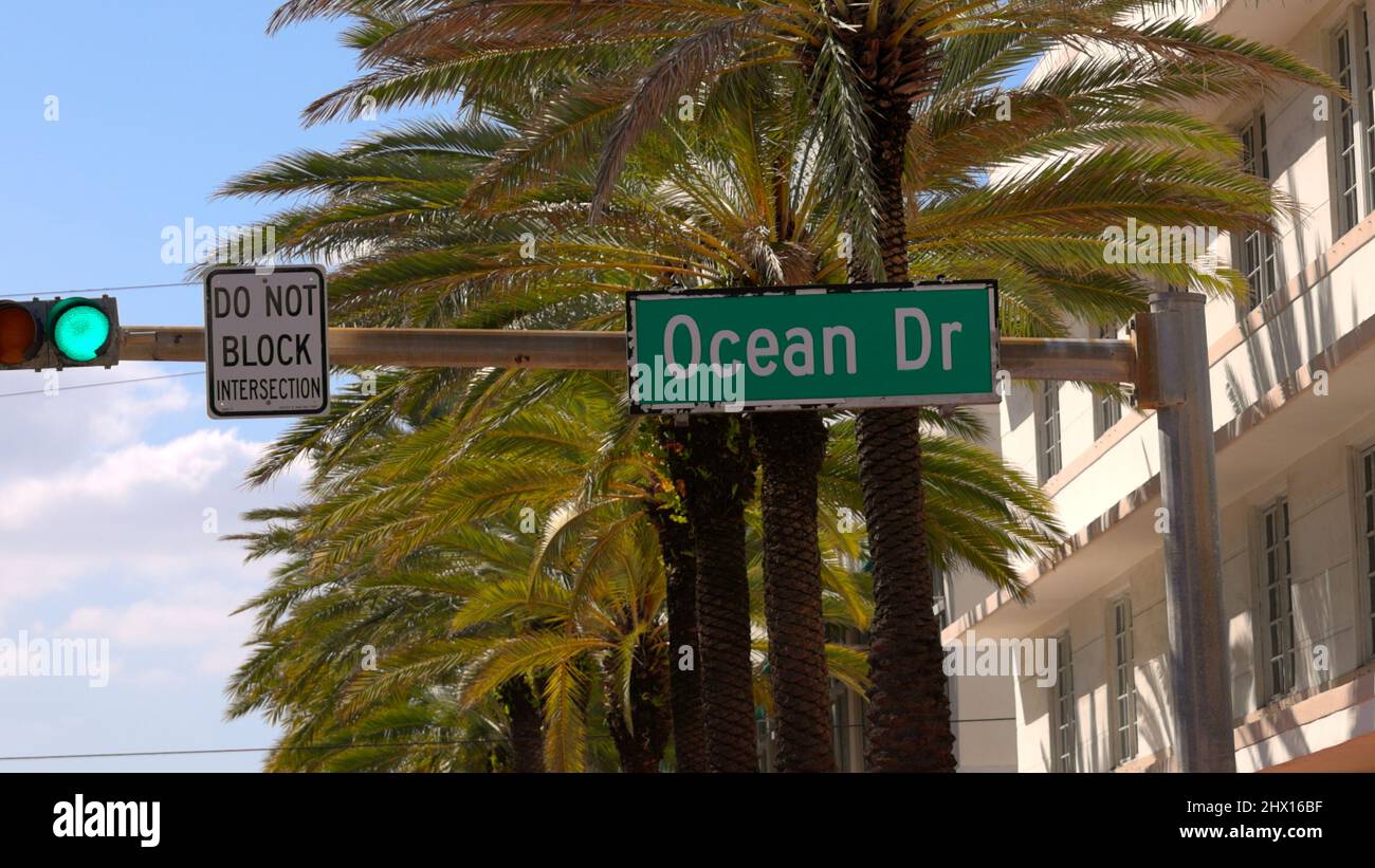 Famous Ocean Drive at Miami Beach Stock Photo - Alamy