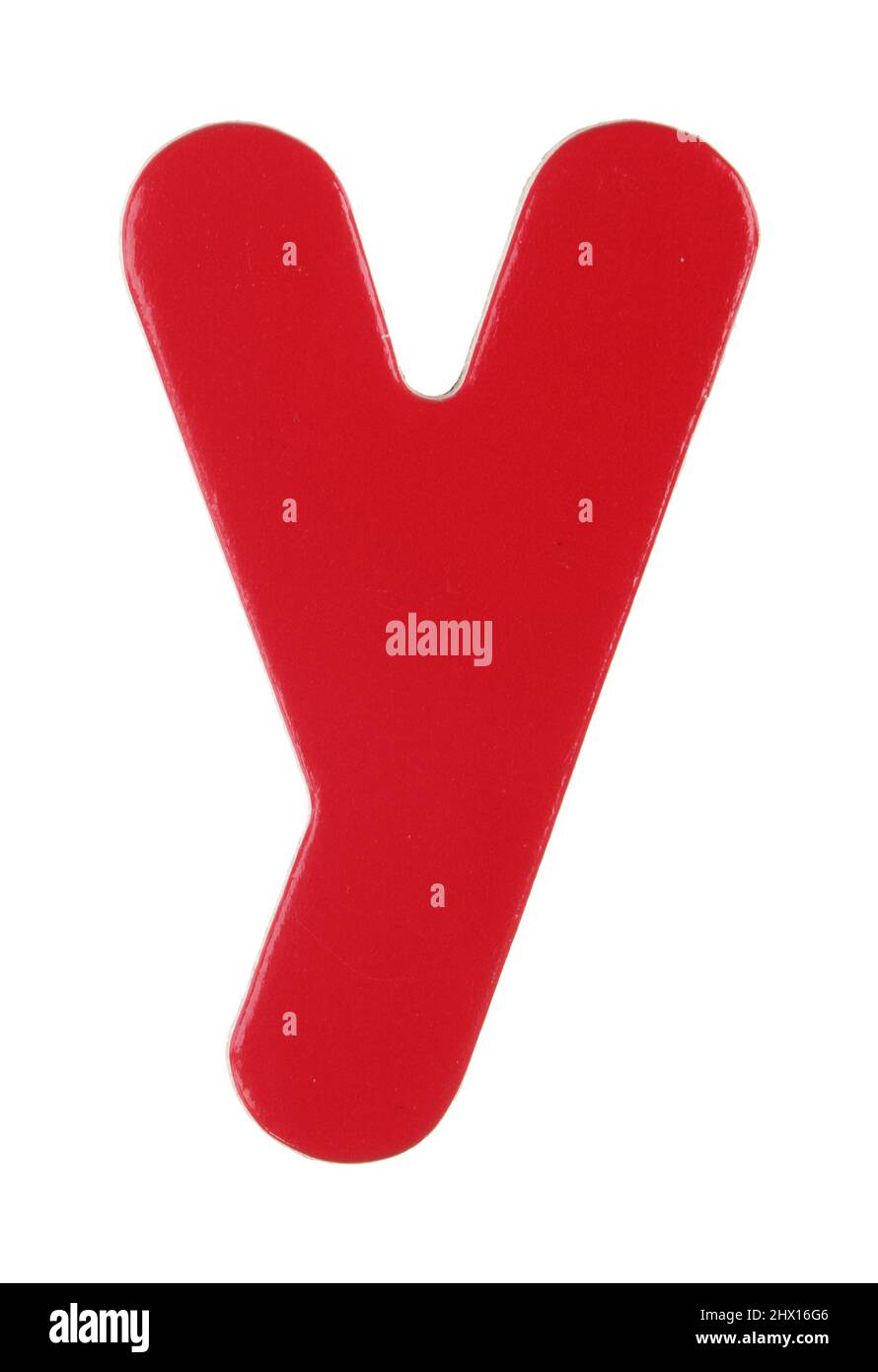 lower case y magnetic letter on white with clipping path Stock Photo - Alamy