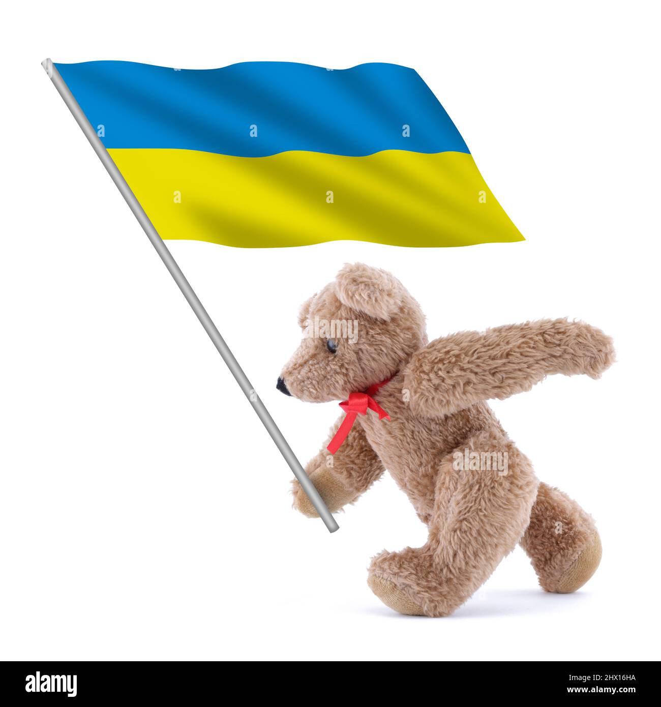 Ukraine flag being carried by a cute teddy bear Stock Photo - Alamy
